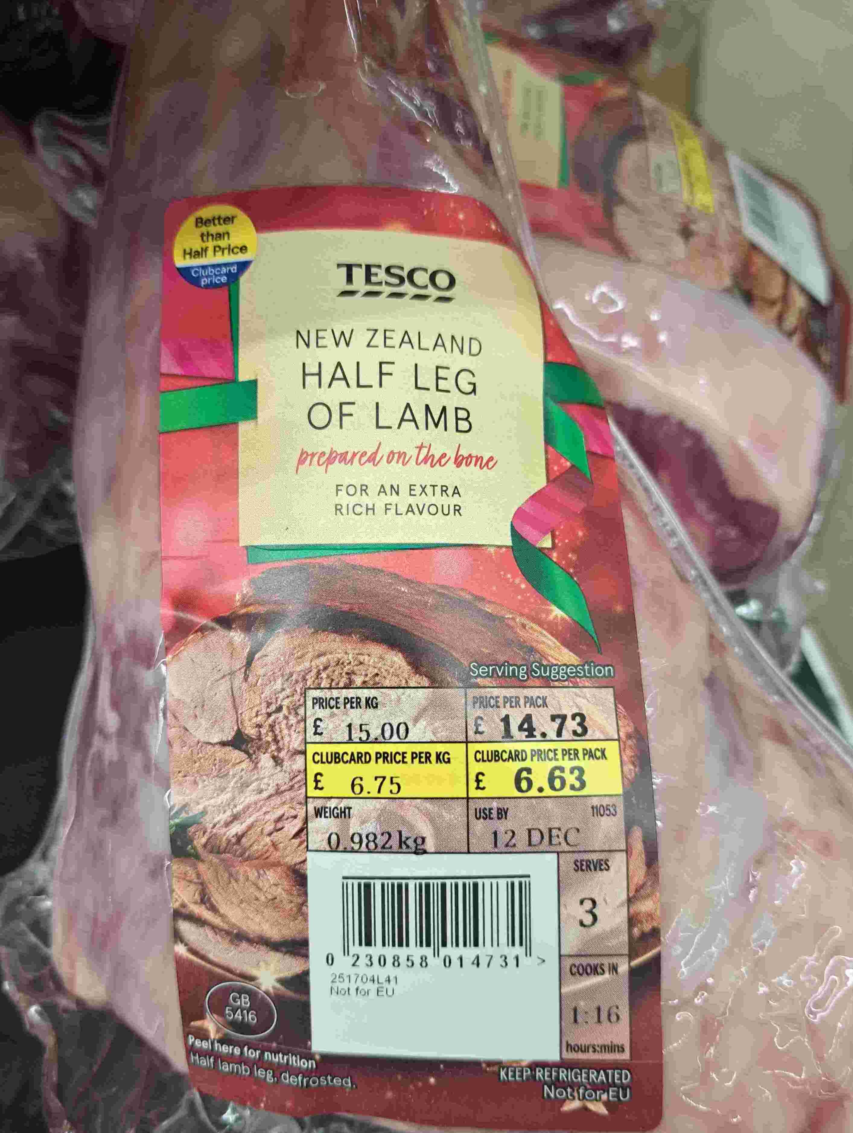 TESCO NEW ZEALAND HALF LEG OF LAMB 0 982 Kg Is Not Halal Install TESCO NEW ZEALAND HALF LEG OF LAMB 0 982 Kg Is Not Halal Install