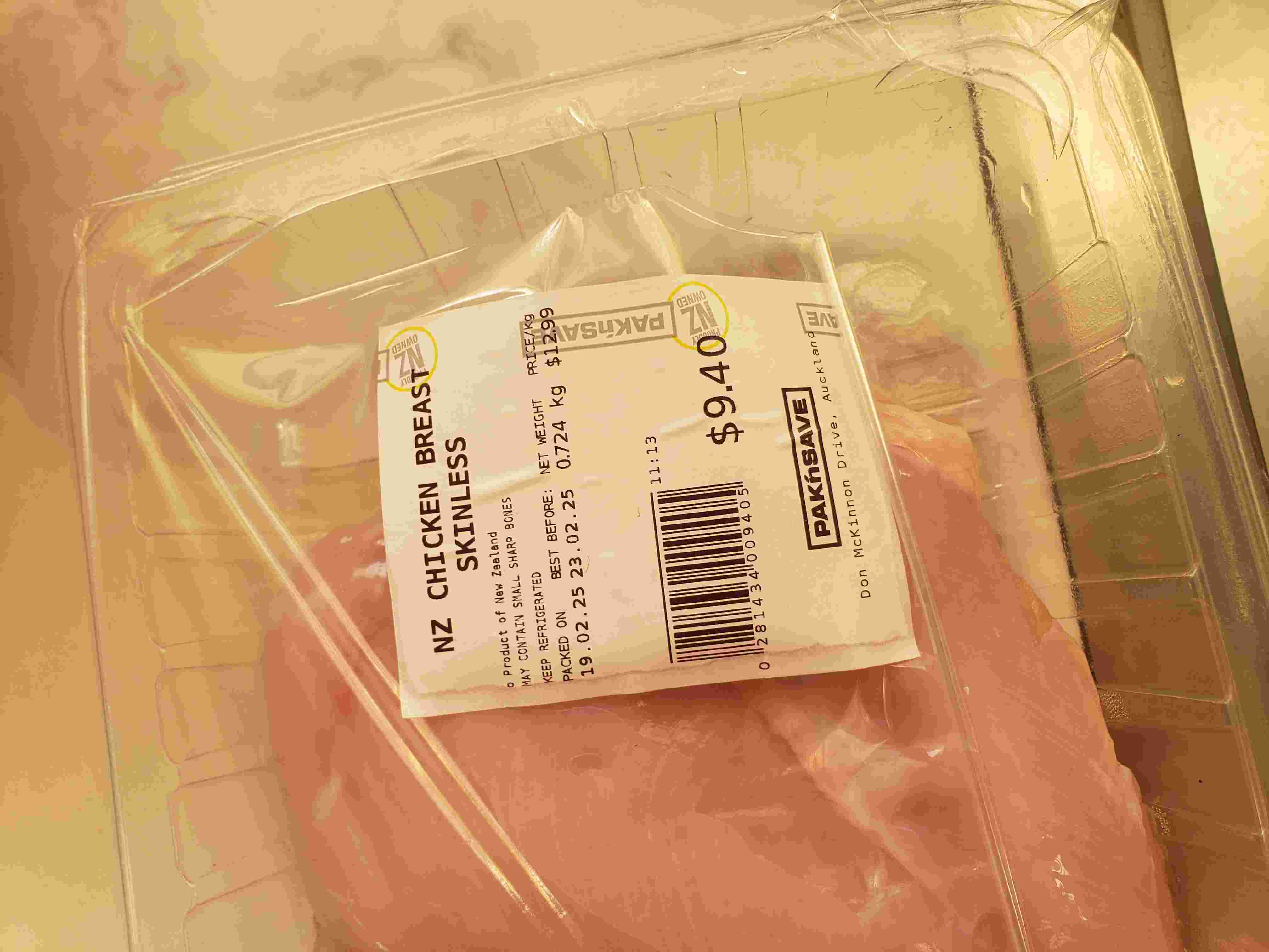 PAKnSave NZ CHICKEN BREAST SKINLESS 0.72kg is not Halal, Install Mustakshif
