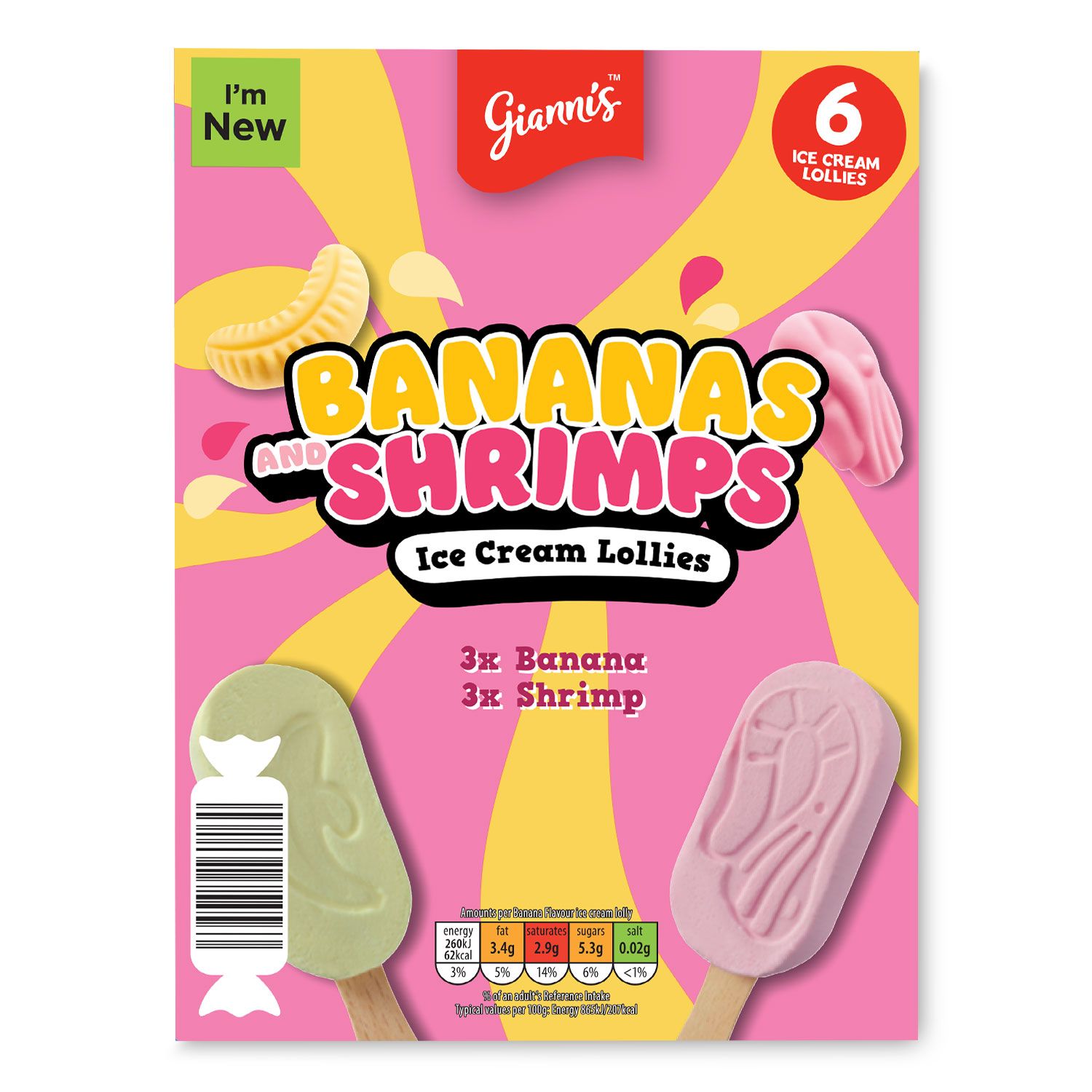 Gianni's Multipack Banana & Shrimp Ice Cream Lollies 6x50ml is Halal ...