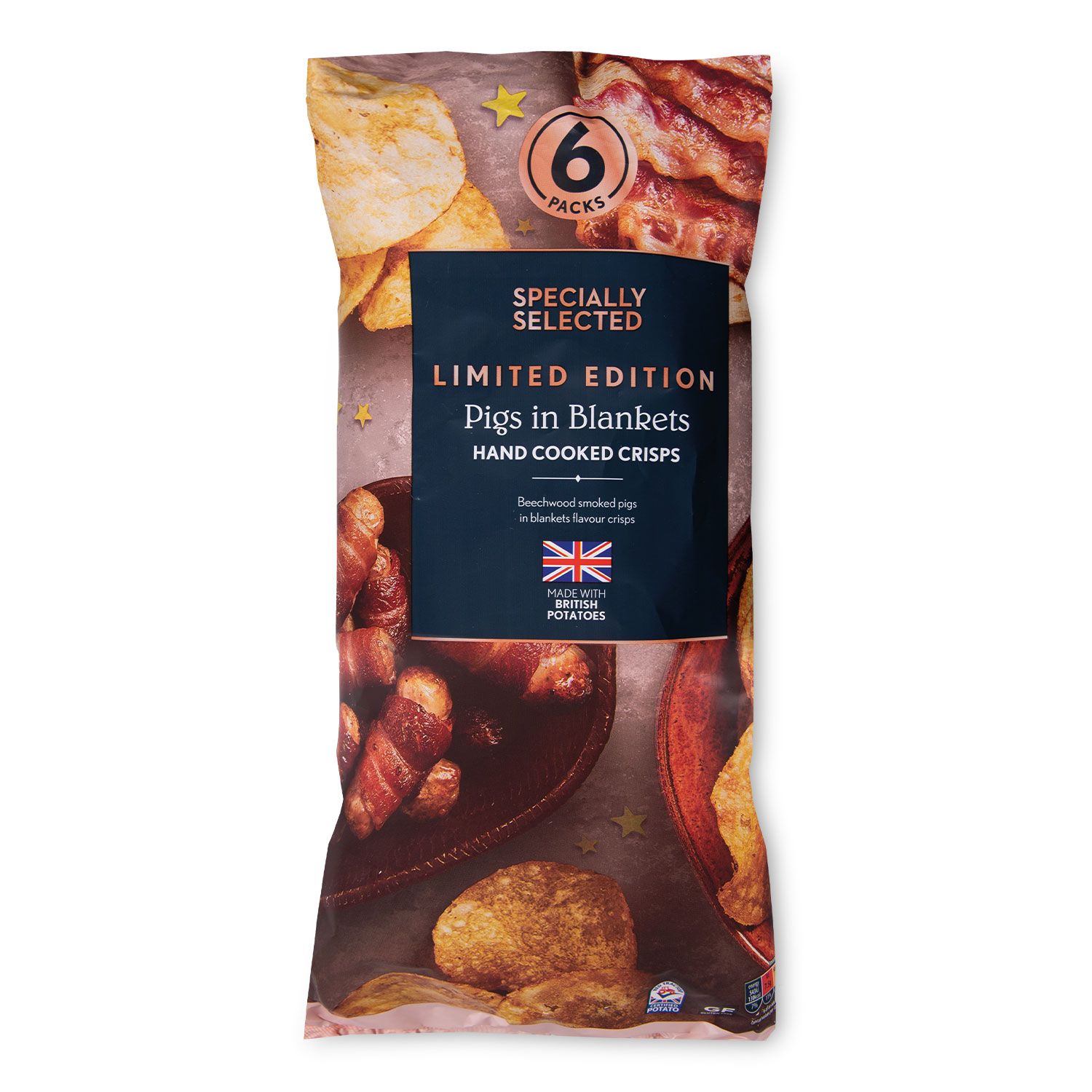 Specially Selected Pigs In Blankets Handcooked Crisps Multipack 6 X 25g ...