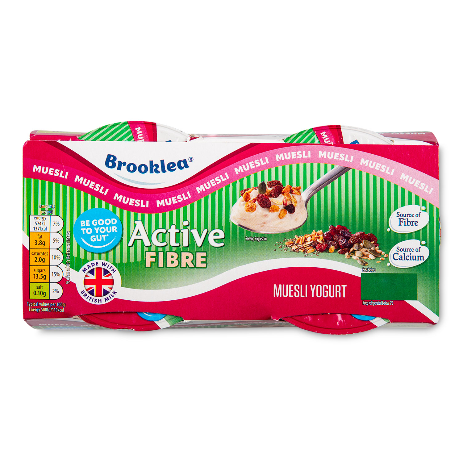 Brooklea Active Fibre Muesli Yoghurt 4x115g is Halal, Install Mustakshif
