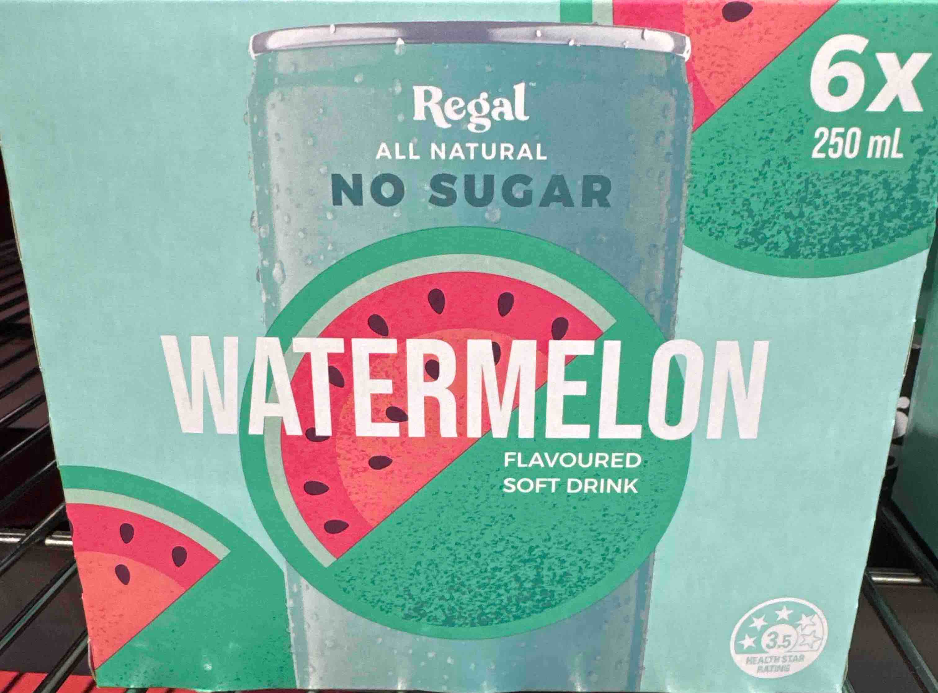 Check Halal, vegan, vegetarian status of Regal WATERMELON FLAVOURED SOFT DRINK - 6x 250 ml ...