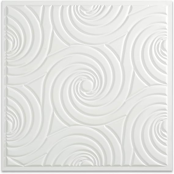 Fasade Easy Installation Typhoon Gloss White Lay In Ceiling Tile is ...