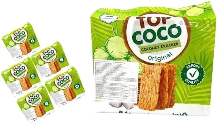 Top Coco Coconut Crackers, Original Flavor, 5.3 oz (150 g) x 6 Bags Set ...