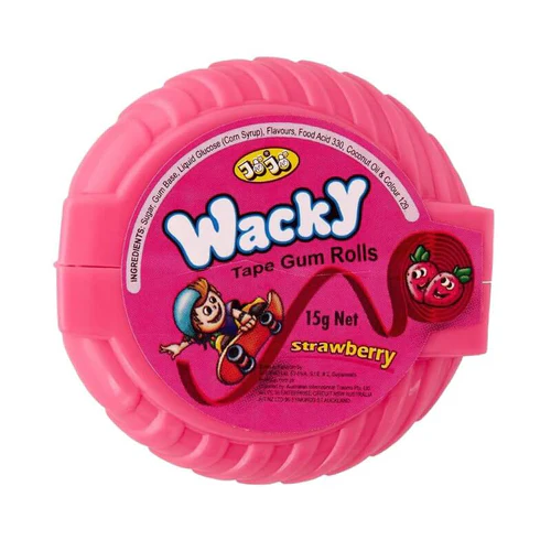 Jojo Wacky Tape Gum Rolls - Strawberry is Halal, Install Mustakshif