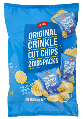 Check Halal, gluten-free status of Coles Potato Chips Crinkle Cut ...
