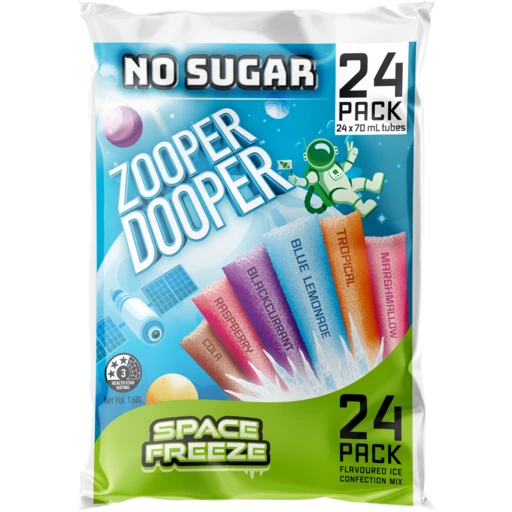 Zooper Dooper 6 No Sugar Flavours Flavoured Ice Confection Mix Tubes 24 ...