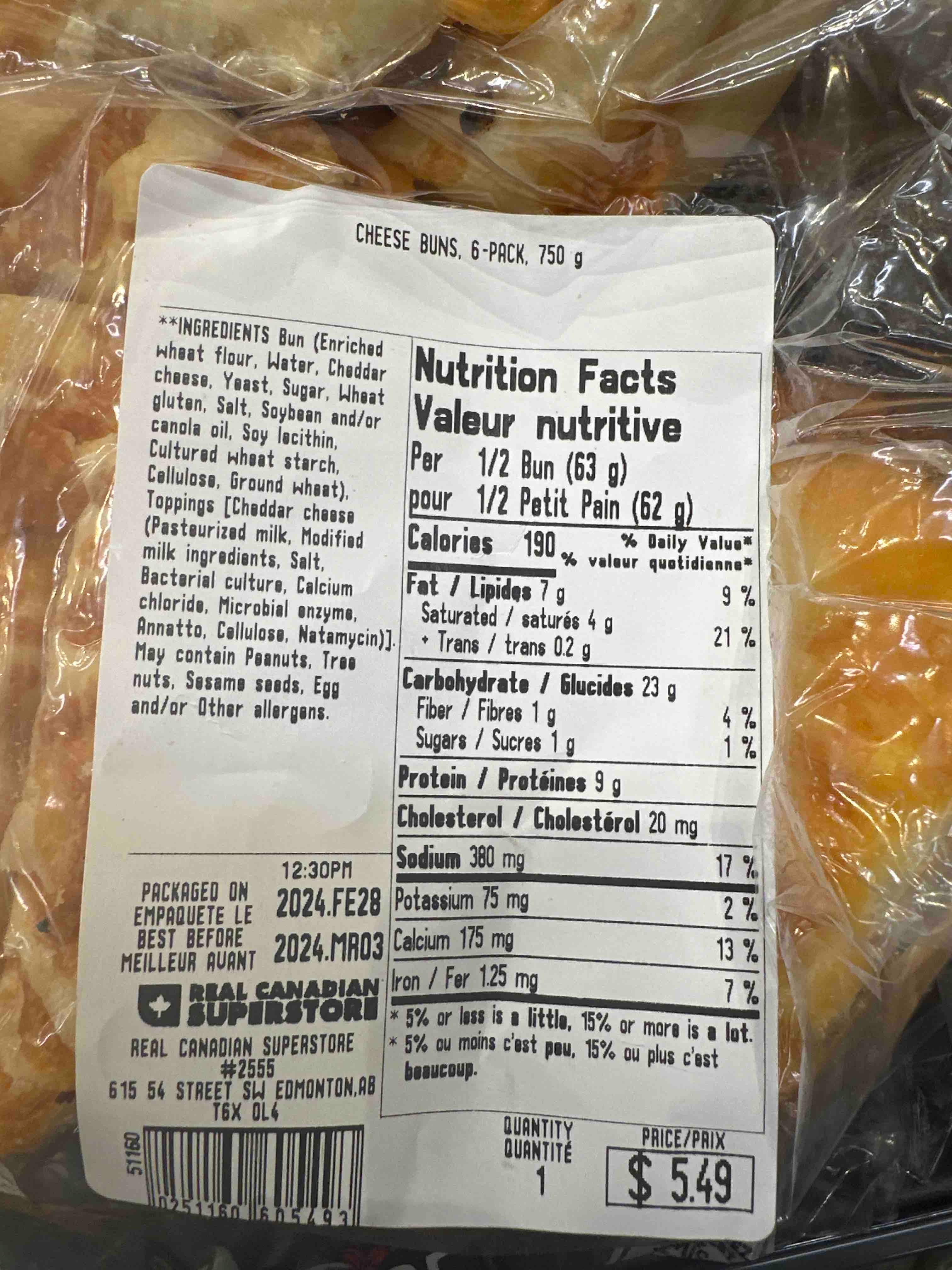 REAL CANADIAN SUPERSTORE Cheese buns 6 Pack 750 g is not Halal, Install ...