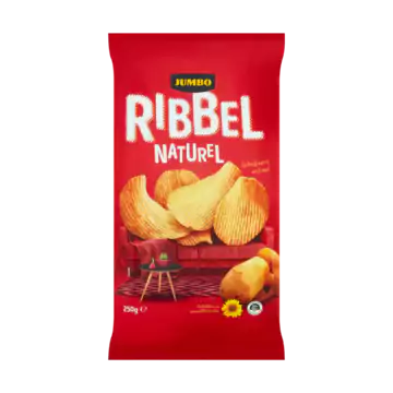 Jumbo Ribbel Natural Chips 250g is Halal, Install Mustakshif