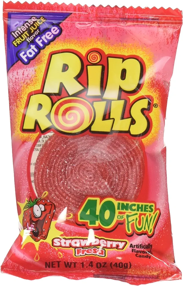 Rip Rolls 24 Count Strawberry, 1.4 Ounce is Halal, Install Mustakshif