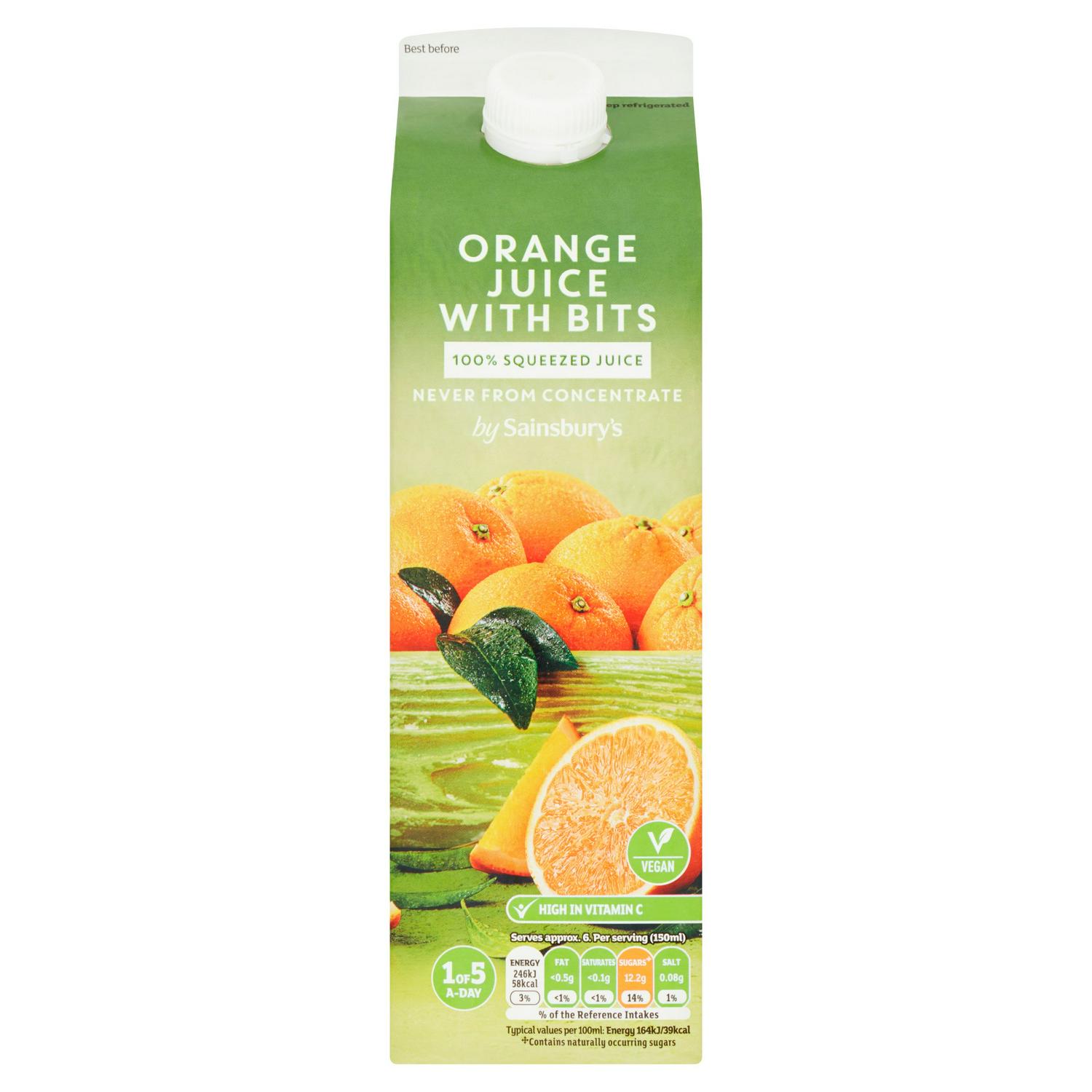 Sainsbury's 100% Pure Squeezed Orange Juice with Bits, Not From ...