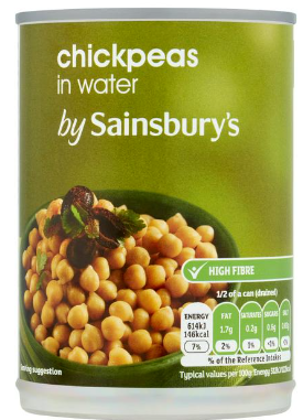 Check Halal, vegan, vegetarian status of Sainsbury's Chickpeas in Water 400g, Install Mustakshif