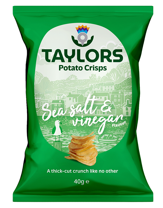 Taylors Sea Salt & Vinegar Flavour Straight Cut Potato Crisps 150g is ...