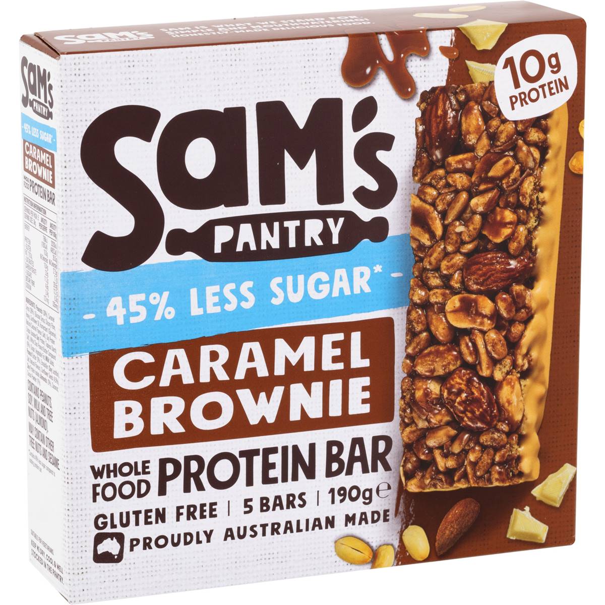Sams pantry Sam's Pantry Caramel Brownie 190g Low Sugar Protein Bars 5 ...