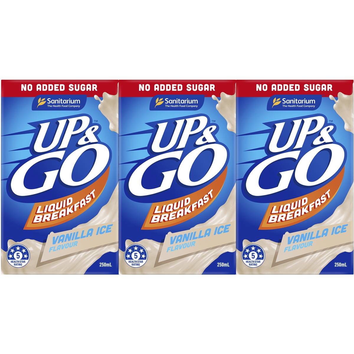 Sanitarium Up&go Liquid Breakfast No Added Sugar Vanilla Ice 250ml X3 ...