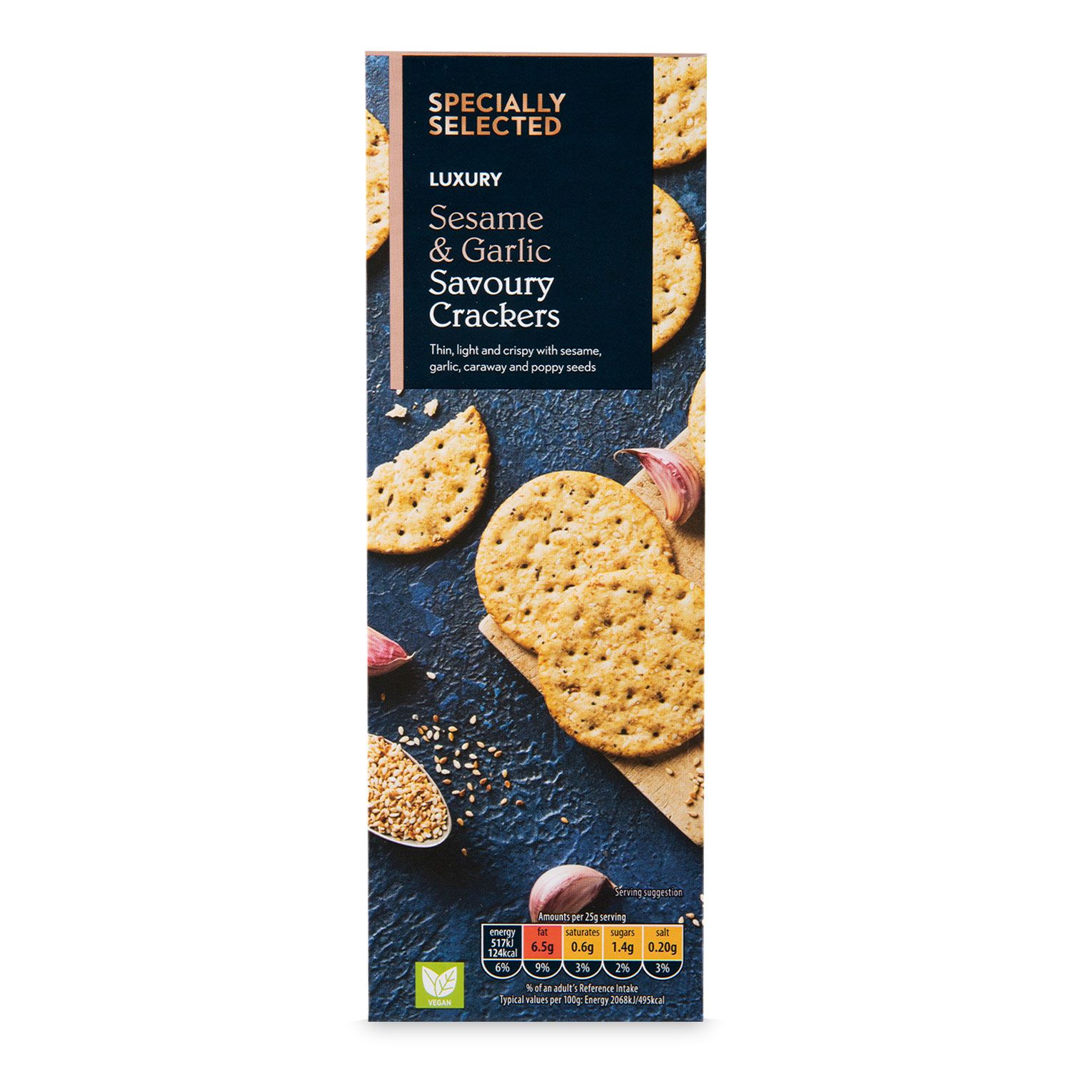 Specially Selected Luxury Sesame & Garlic Crackers 170g is Halal ...