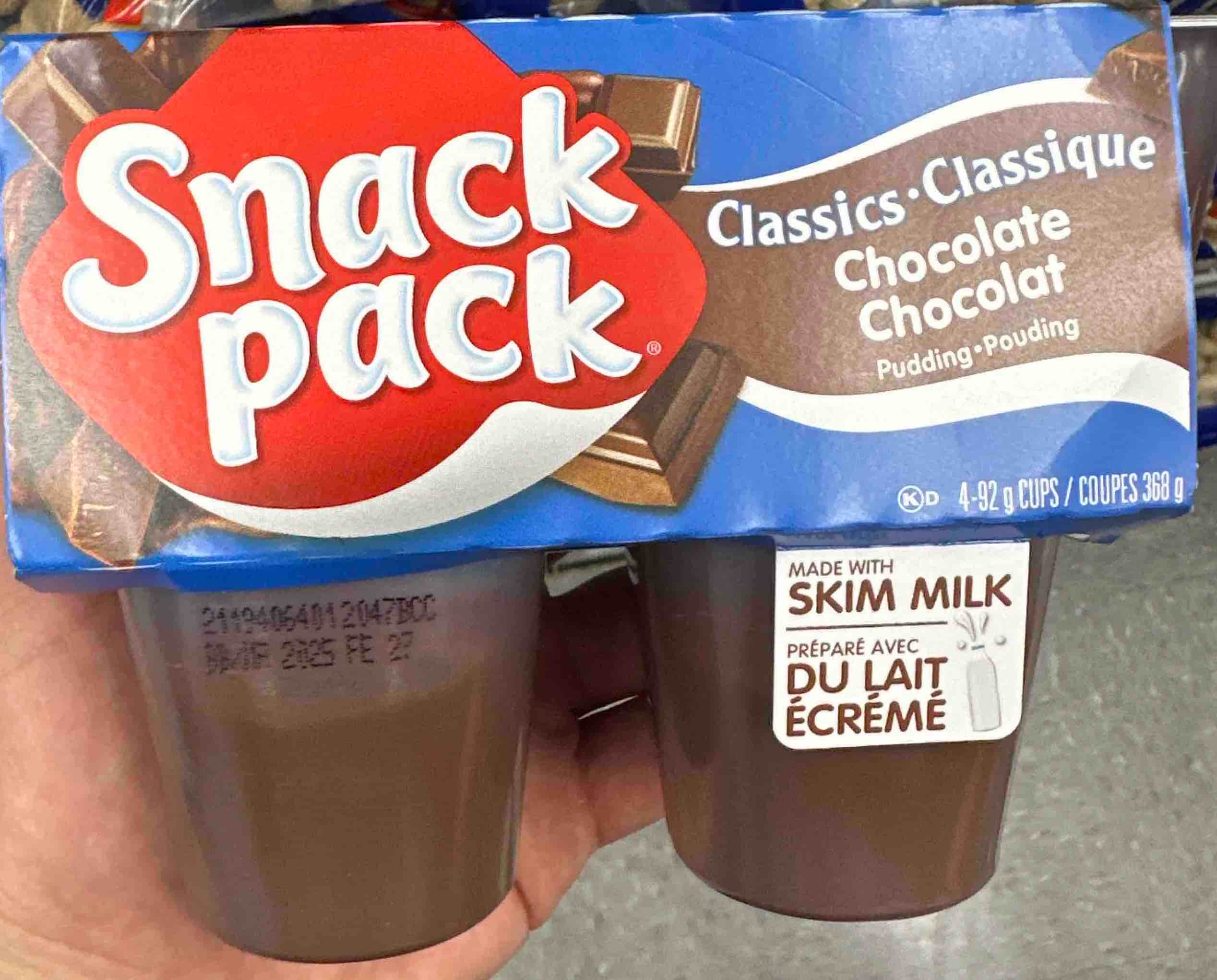 Snack Pack® Snack pack chocolate pudding skim milk 368g is halal ...