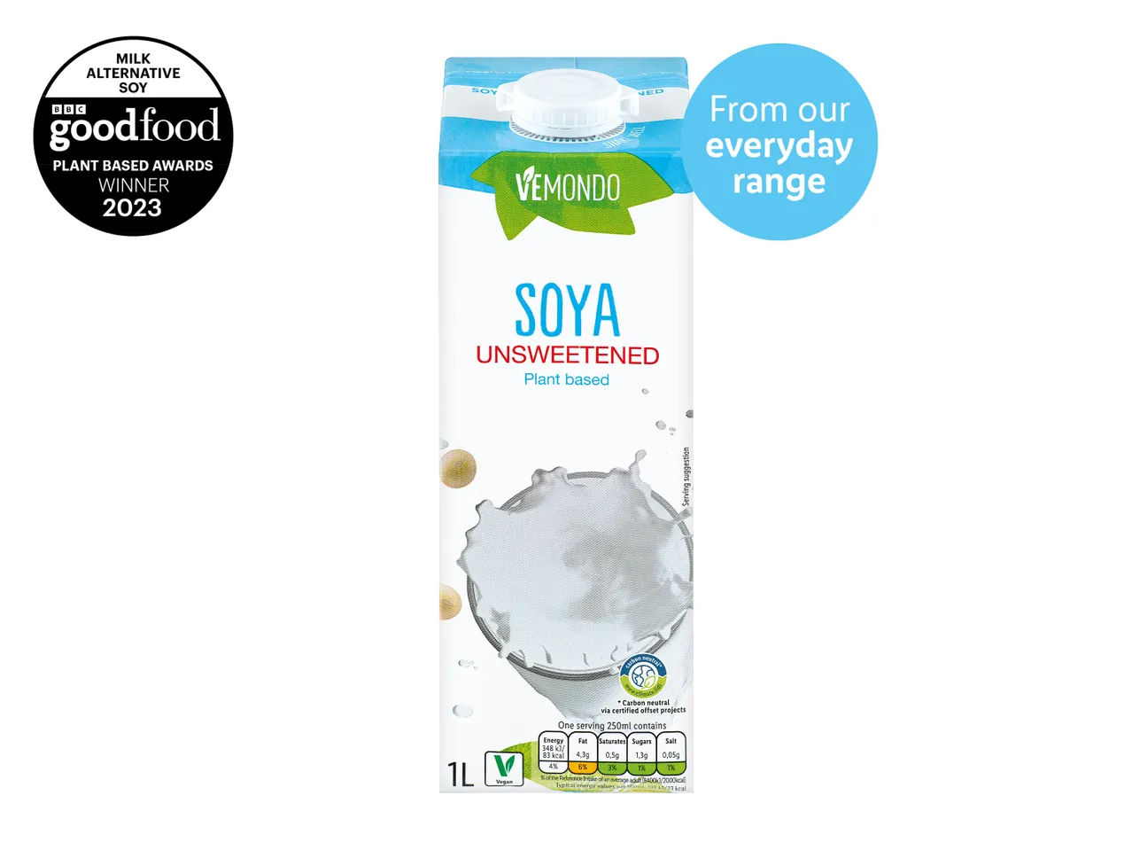 Check Halal, vegan, vegetarian status of Lidl Vemondo Soya Unsweetened plant based 1L, Install ...