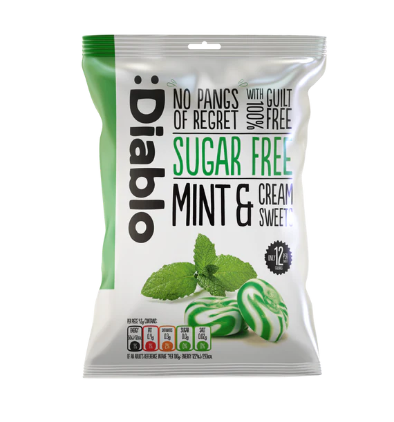 Diablo Sugar Free Mint & Cream Sweets 75g is Halal, Install Mustakshif