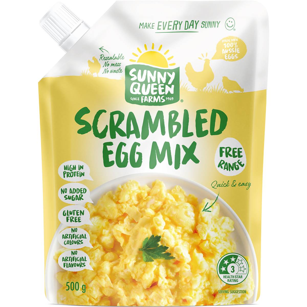 Sunny Queen Scrambled Egg Mix 500g is Halal, Install Mustakshif