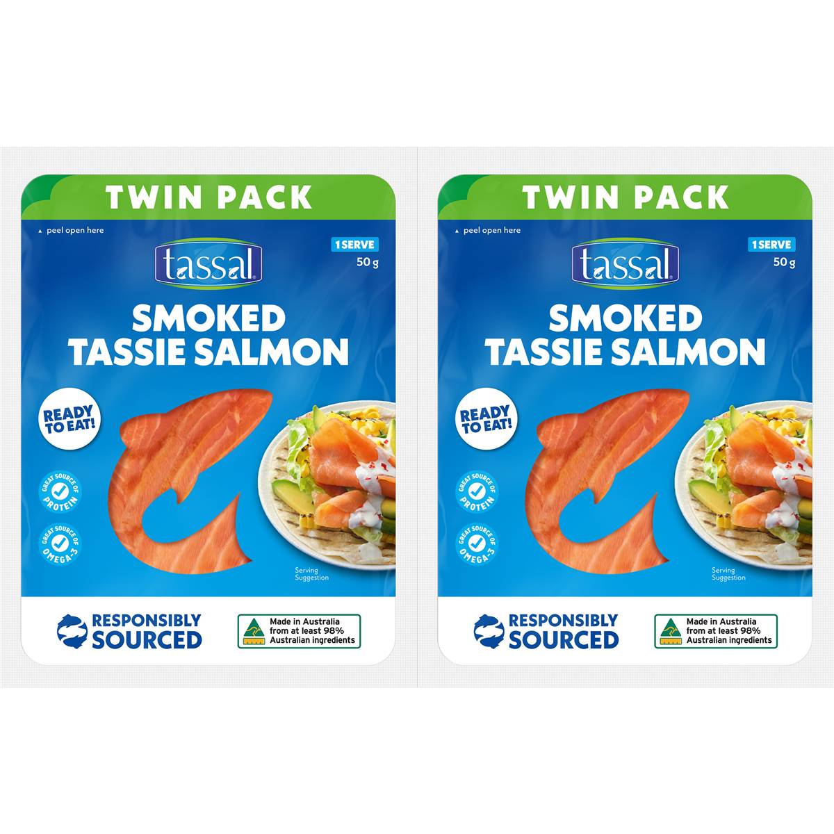 Tassal Smoked Tassie Salmon 50g X 2 Pack is Halal, Install Mustakshif