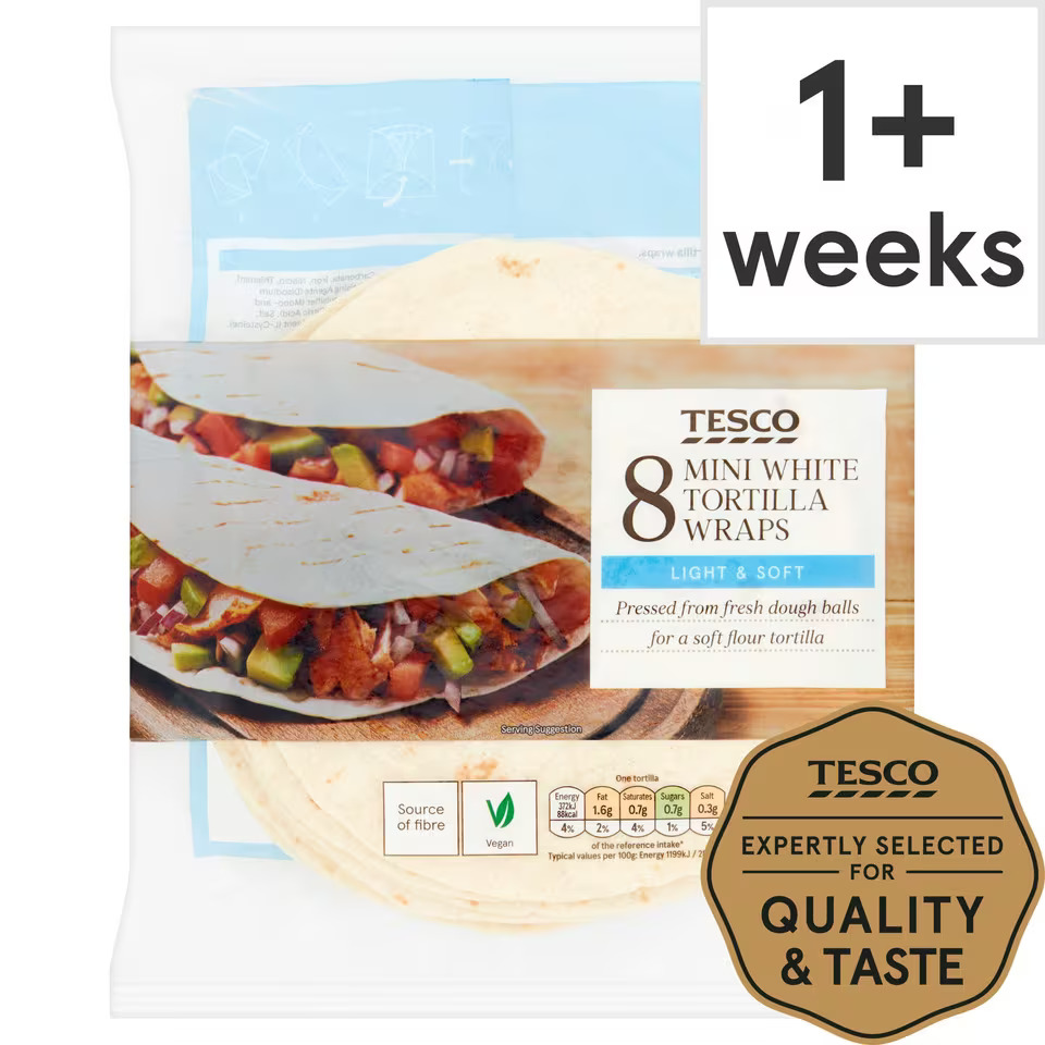 Tesco 8 Mini White Tortilla Wraps is Halal, Install Mustakshif