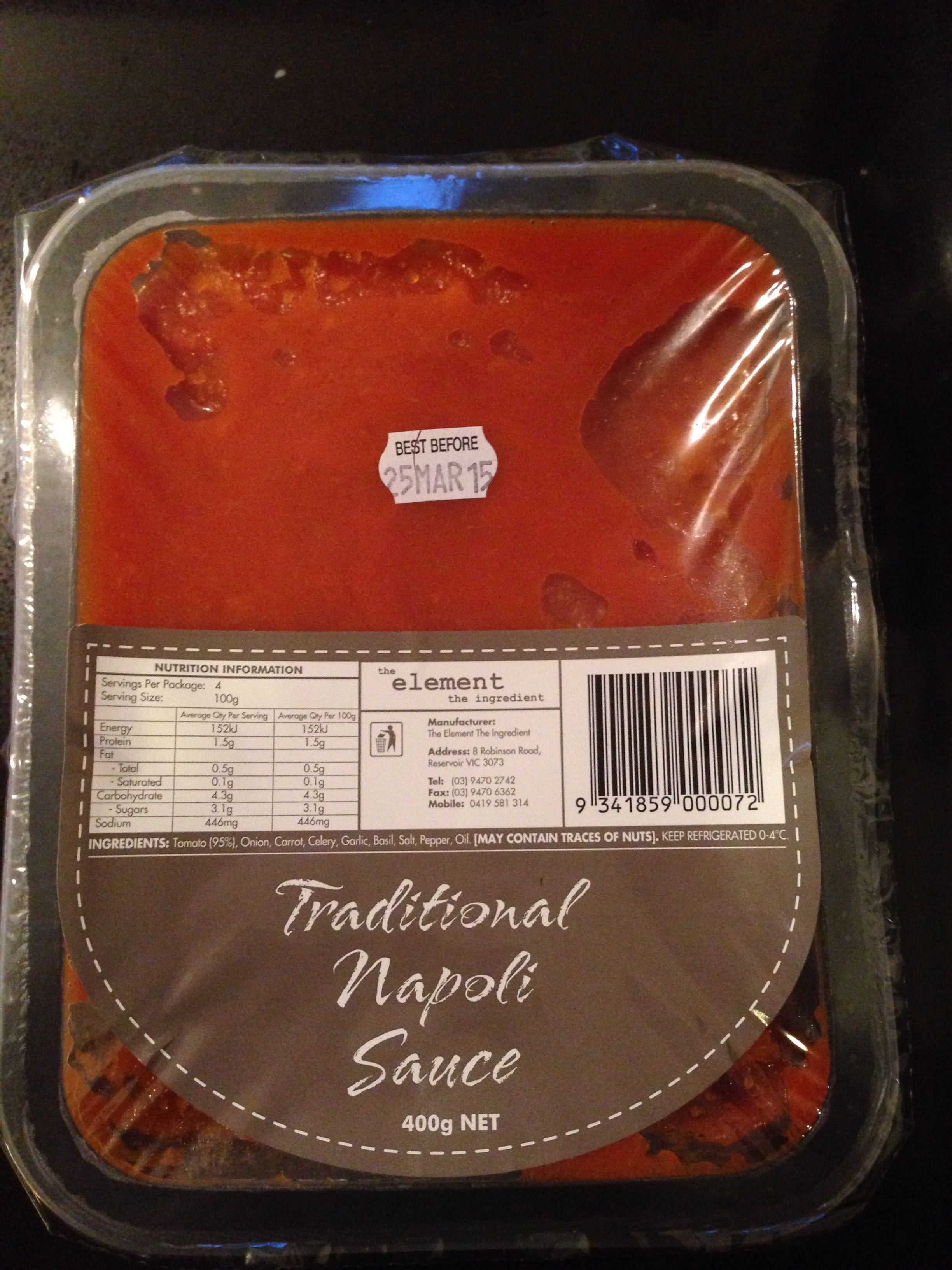 The Element The Ingredient Traditional Napoli Sauce 400g is halal ...