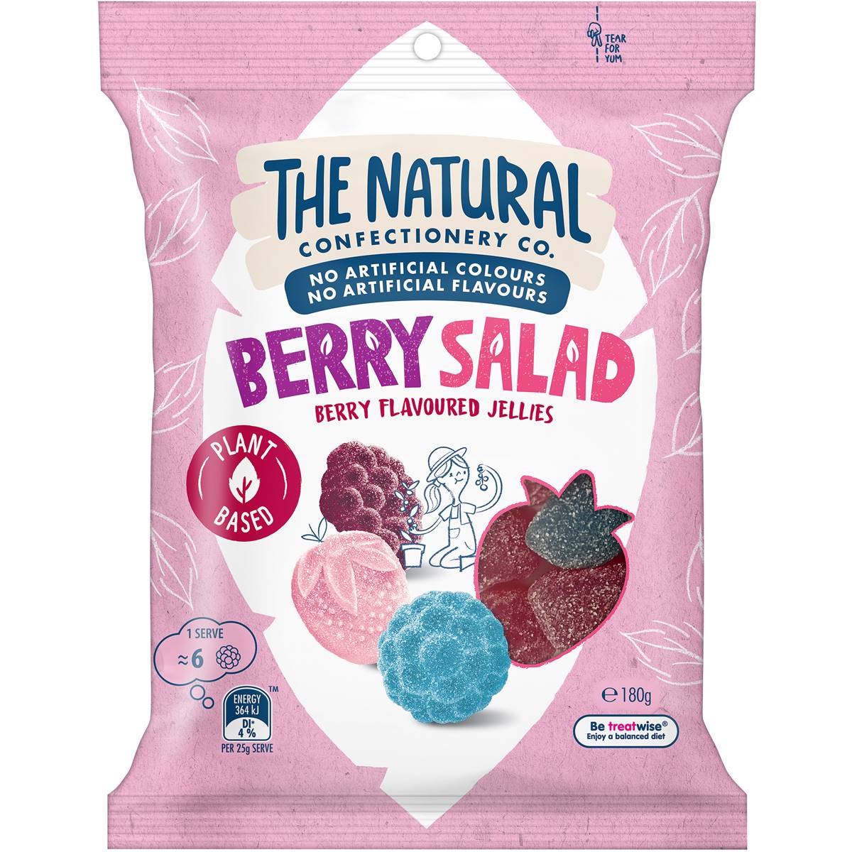 The Natural Confectionery Co. Berry Salad Plant Based Lollies 180g is ...