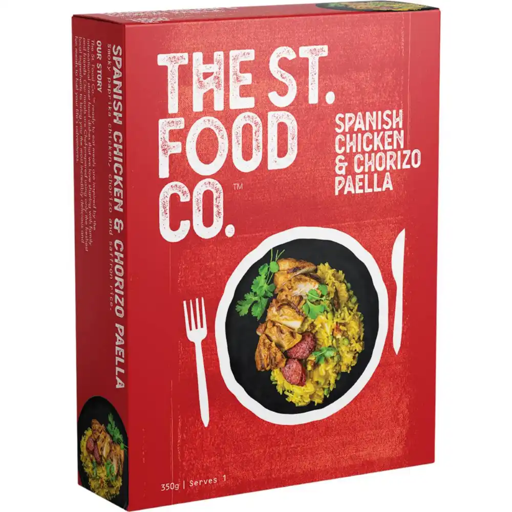 The St. Food Co. Spanish Chicken & Chorizo Paella Frozen Meal 350g is ...