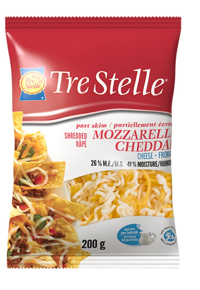 Tre Stelle Shredded Mozz/Cheddar Blend 200g is halal suitable | Halal Check