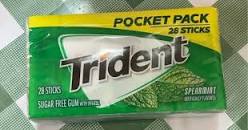 36 Trident Spearmint Sugar Gum 28 Pieces Each Pocket Pack 07/21 is ...
