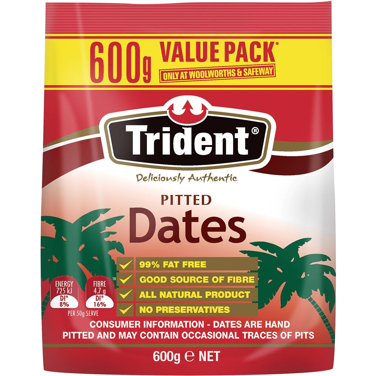 Trident Pitted Dates 600g is Halal, Install Mustakshif