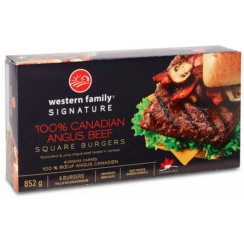Western Family Canadian Angus Beef Square Burgers 6Each is not Halal ...