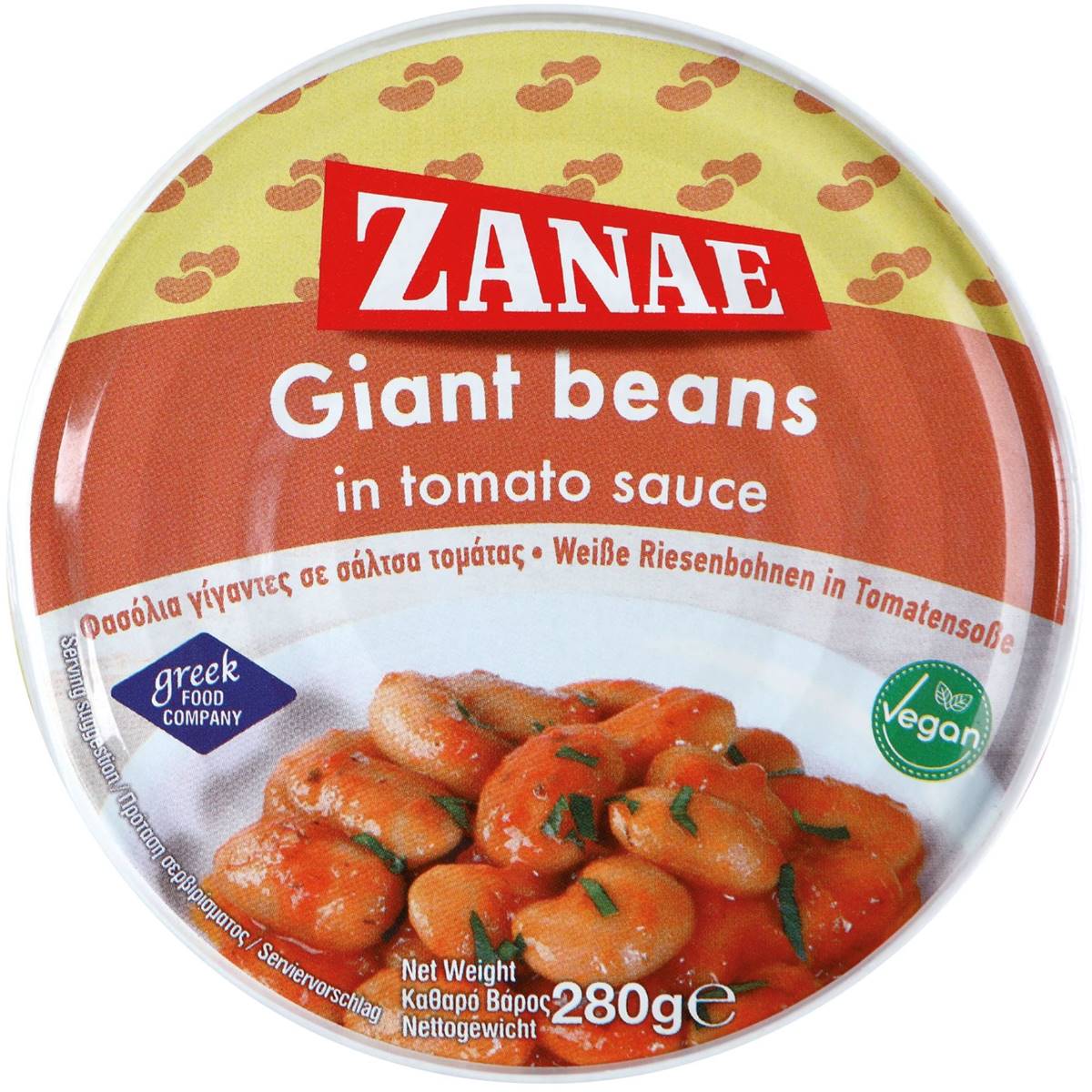 Zanae Giant Beans In Tomato Sauce 280g is halal suitable, vegan ...